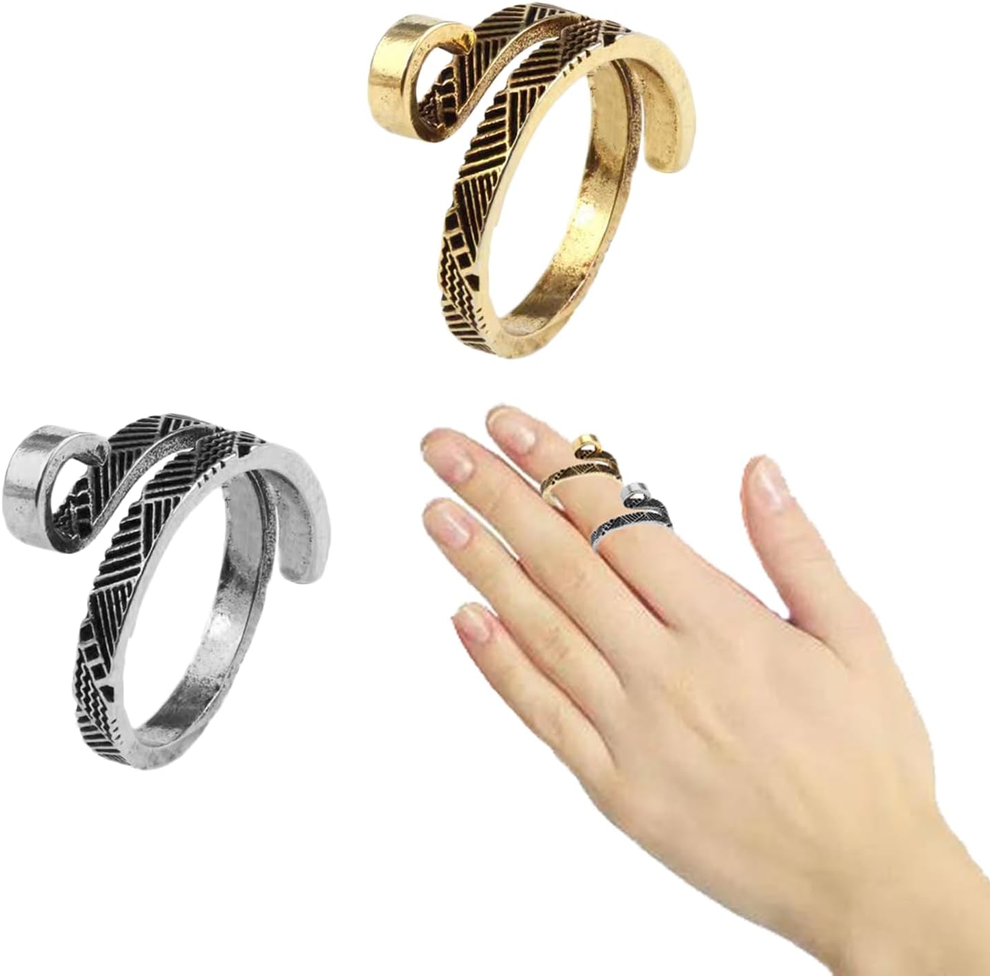 2PCS Knitting Crochet Loop Ring for Fingers Metal Open Yarn Guide Finger Holders Adjustable ...