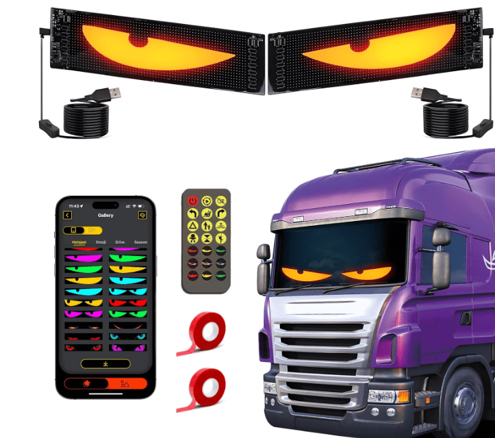 2PCS LED Eyes for Car Windshield, 23.6x4.72in Devil Eyes Light for Cars ...