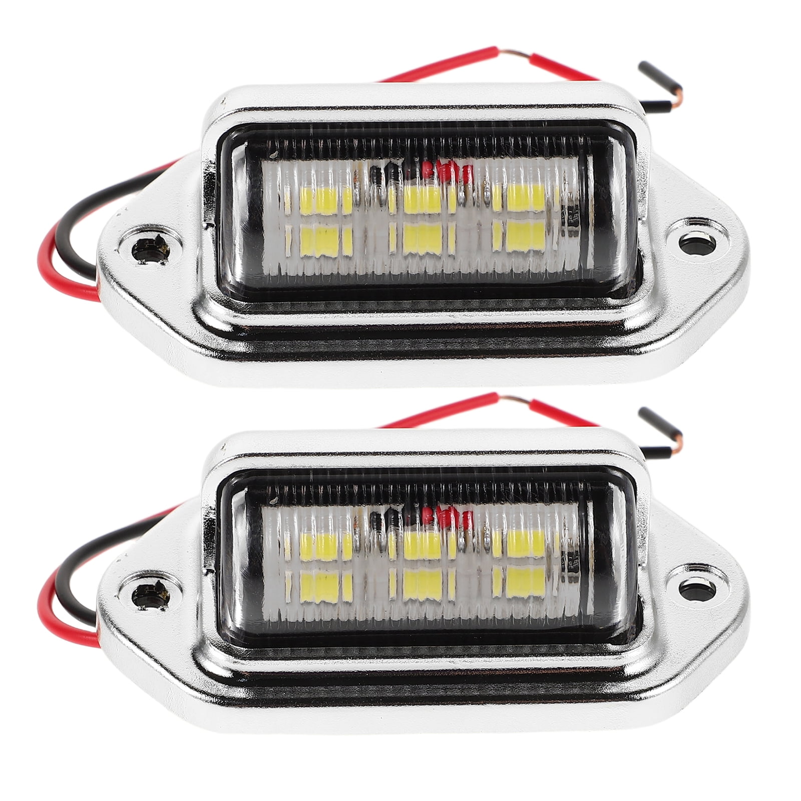 ibasenice 2Pcs Vehicle LED License Plate Light Silver Multi Use for Car ...