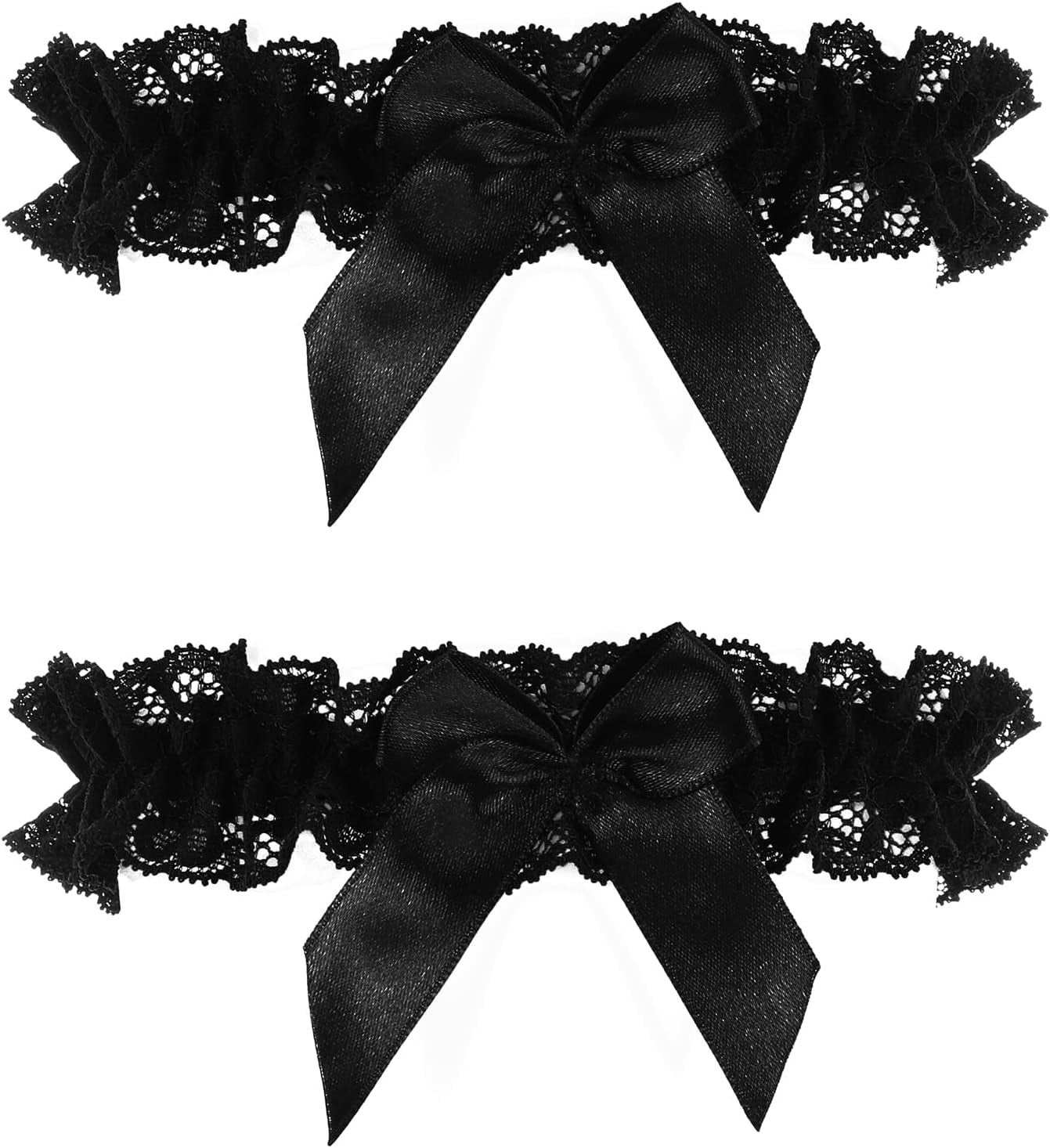 2PCS Lace Wedding Garter for Bride, Black Garter Belt with Bowknot ...