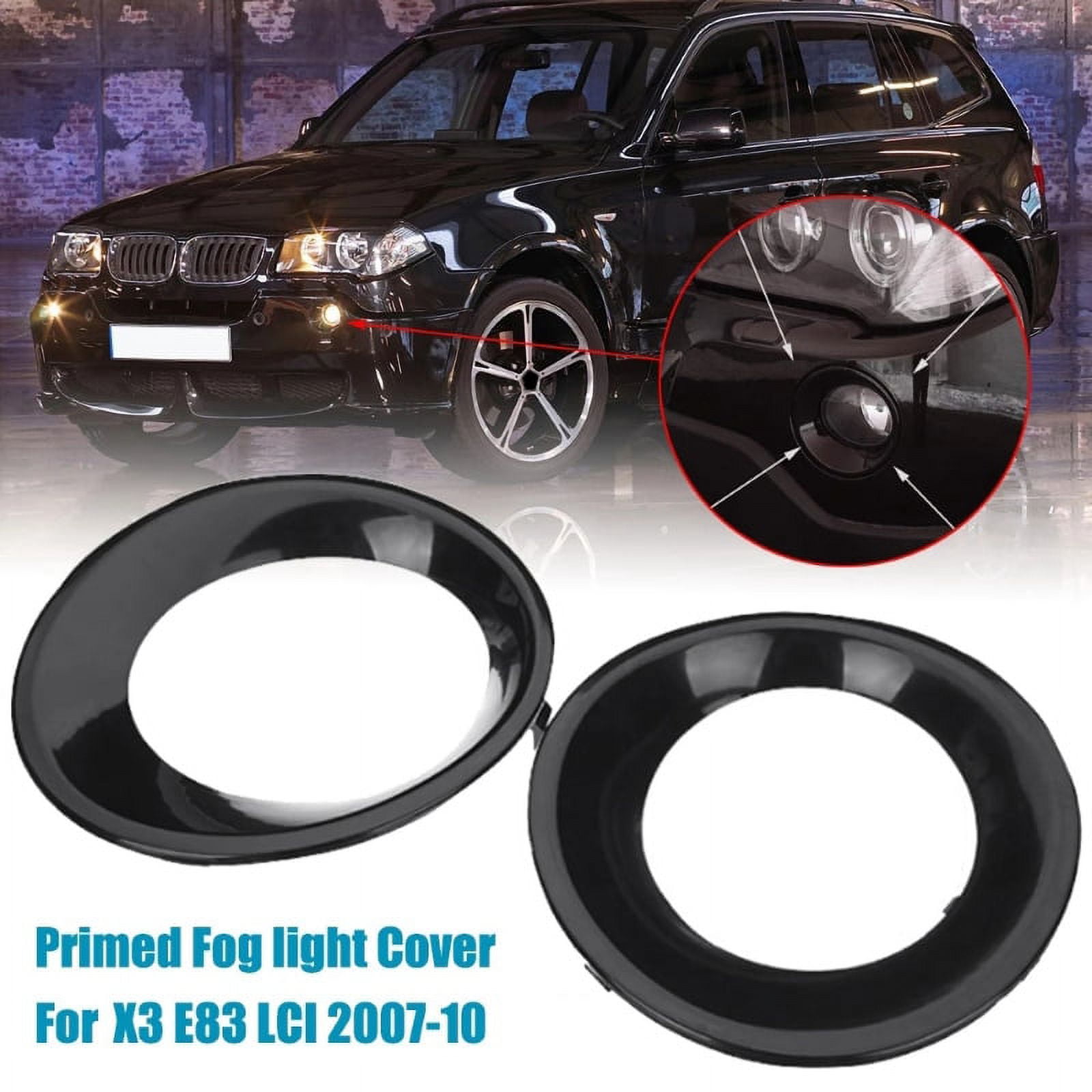 2PCS Lamp Hood Primed Black Fog Light Lamp Trim Driving Light Cover for ...