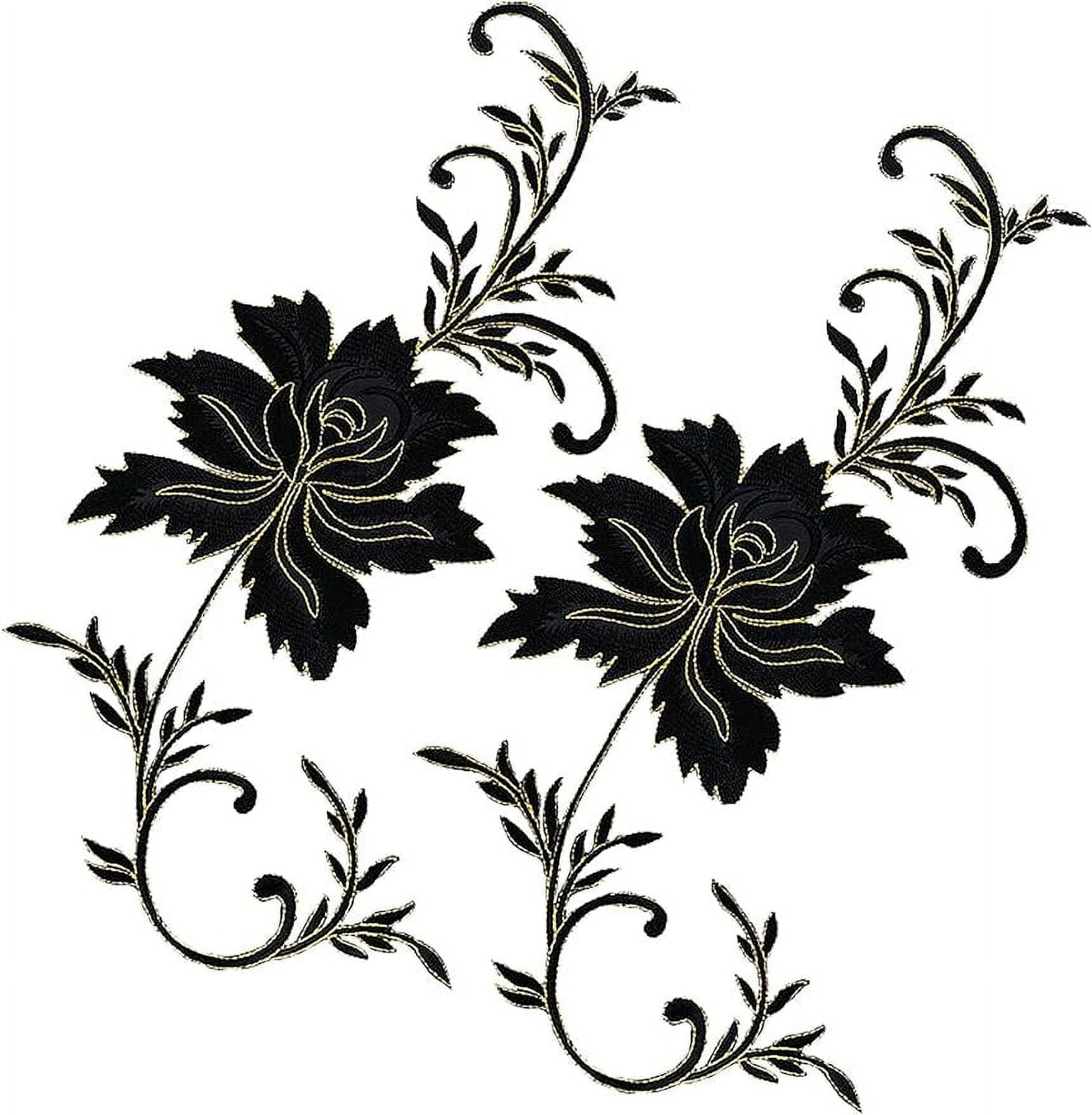 2PCS Large Embroidered Iron On Patch Big Peony Flowers Embroidered ...