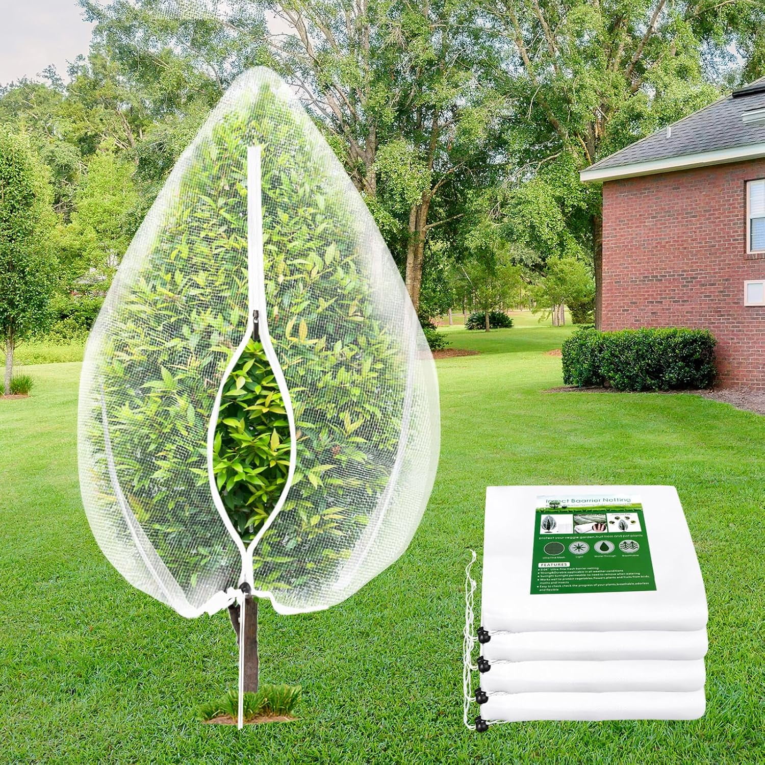 2PCS Large Fruit Tree Netting with Drawstring and Zipper, 8 * 8FT ...