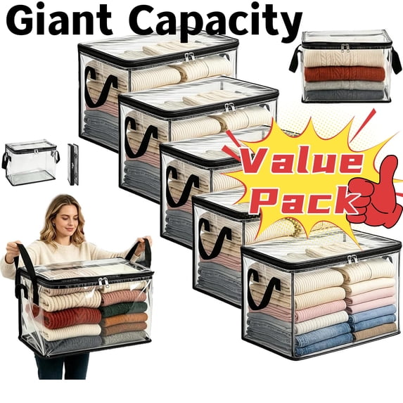 2PCS Large Heavy-Duty Thick Plastic Clear Storage Bag for Clothes ...
