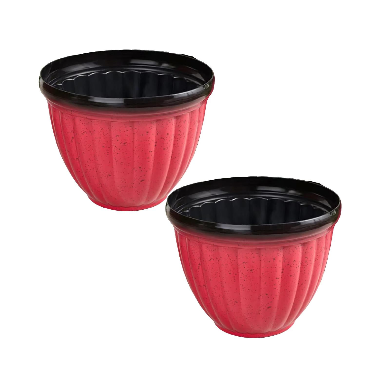 2PCS Large Ribbed Planter Pots with Drainage Hole, Space-Saving ...