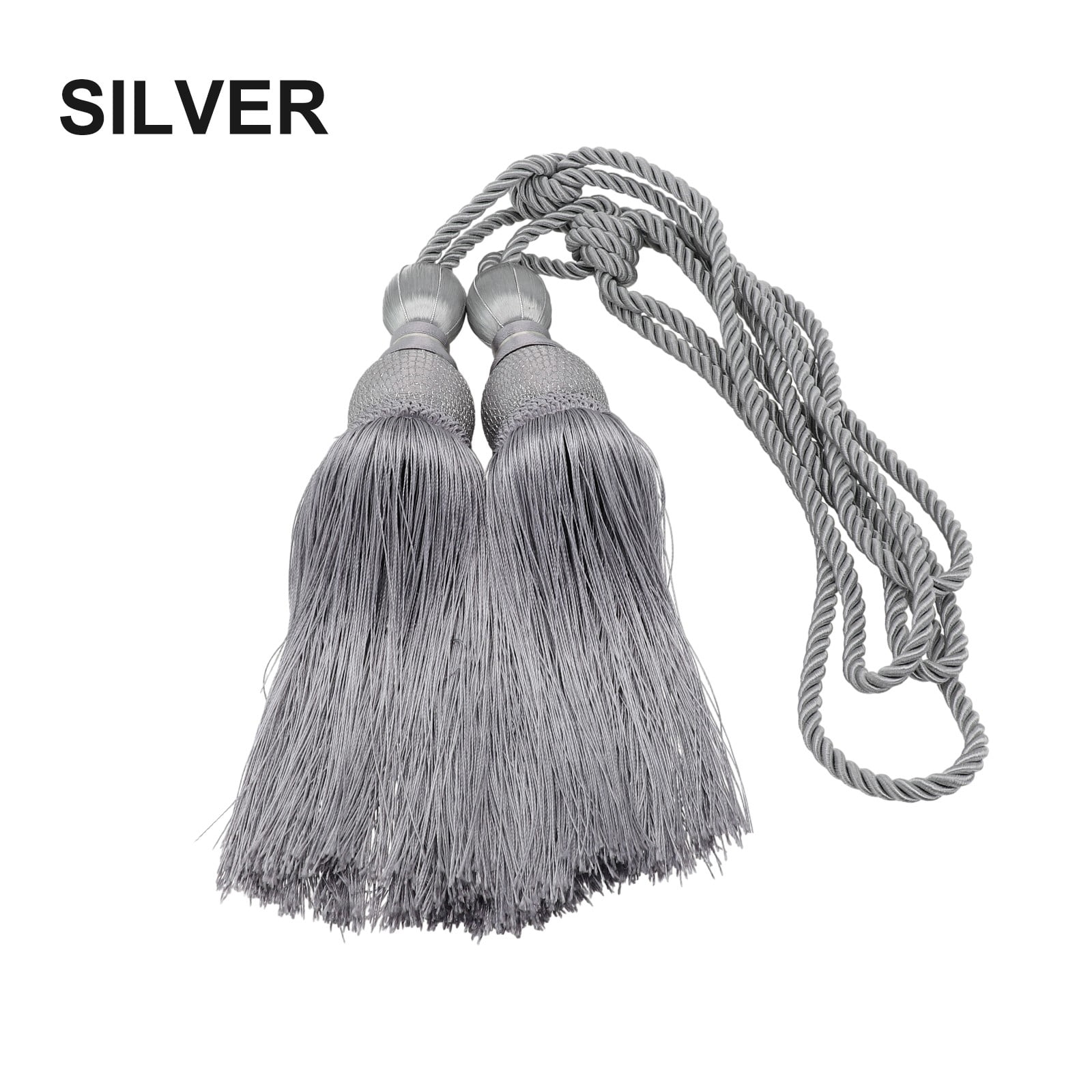 2PCS Large Tie Backs Ball Tassel Curtain Rope Tieback Silver - Walmart.com