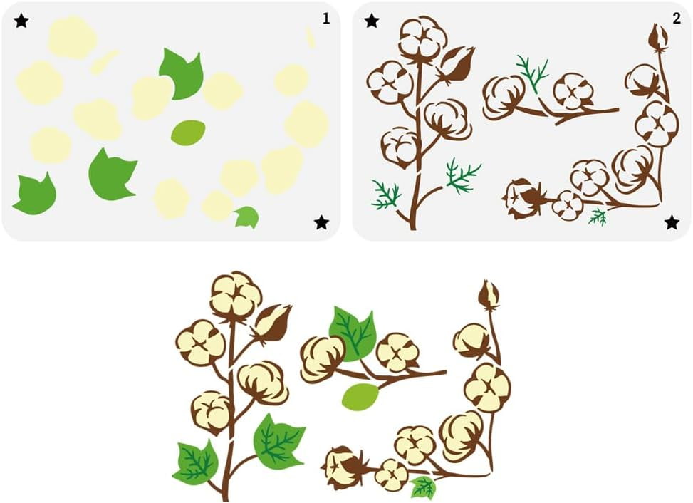 2PCS Layered Cotton Painting Stencils 8.3x11.7inch Reusable Cotton ...