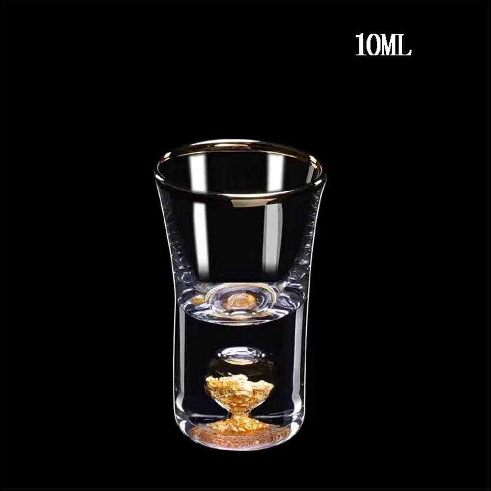 2PCS Lead-Free Crystal Glass Small Shot Glass with Built-In 24K Gold ...