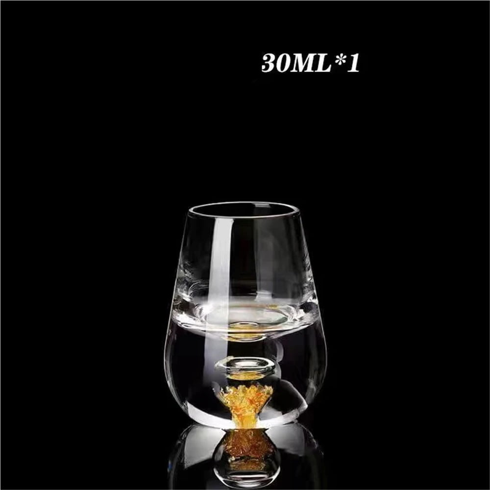 2PCS Lead-Free Crystal Glass Small Shot Glass with Built-In 24K Gold ...
