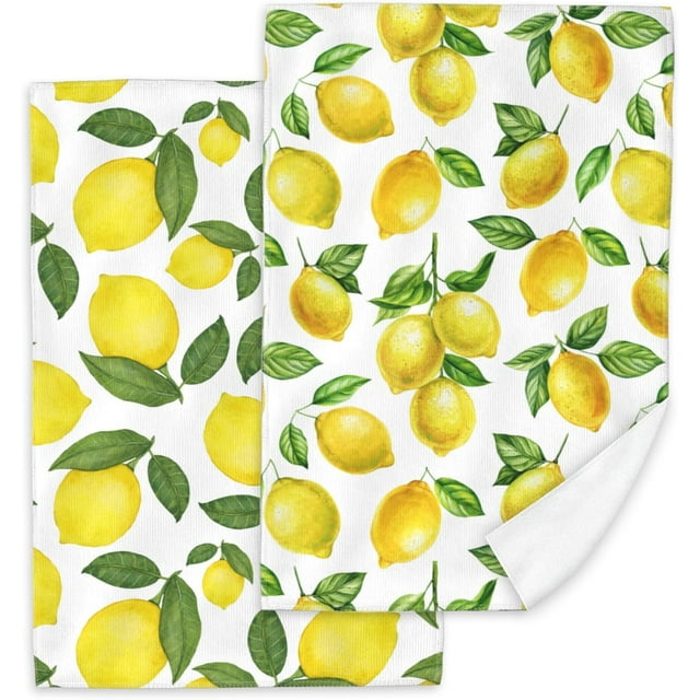 2PCS Lemon Pattern Hand Towels for Bathroom,Lemon Fruit Hand Towels for ...