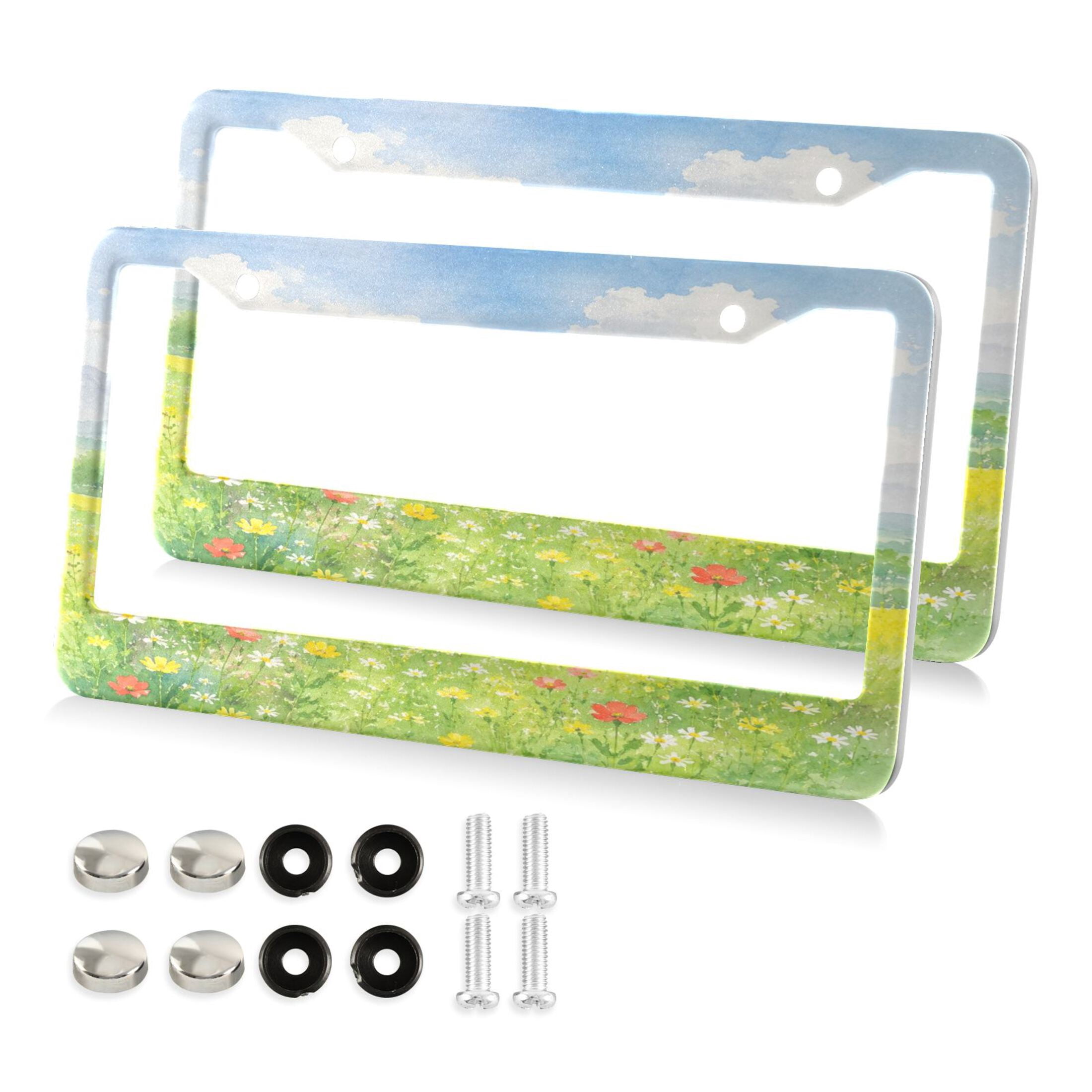 2PCS License Plate Frame Universal 12x6 Inch Stainless Steel Car Tag ...