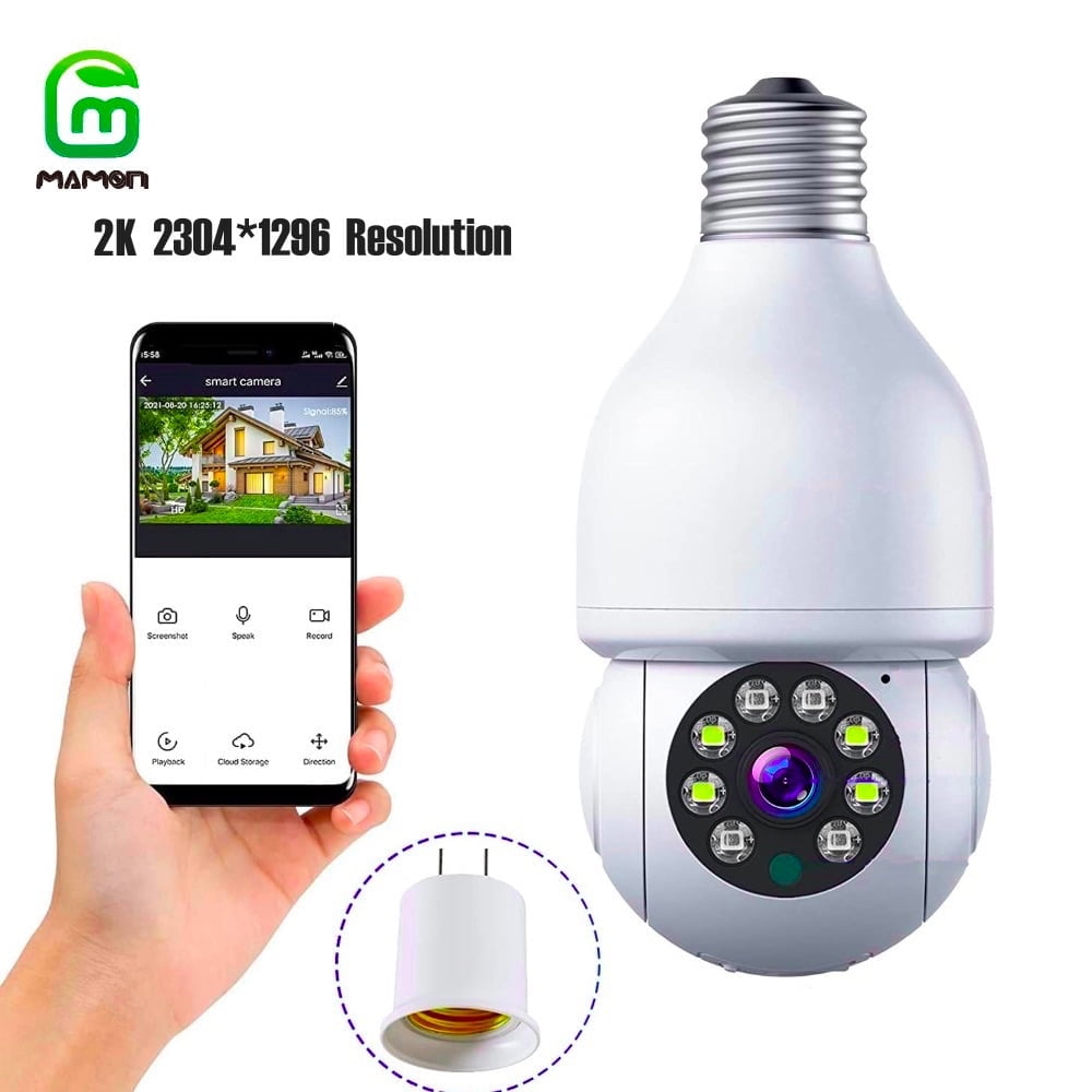 Light Bulb Camera E27 3MP 1296P Resolution Home Wifi Security Camera ...