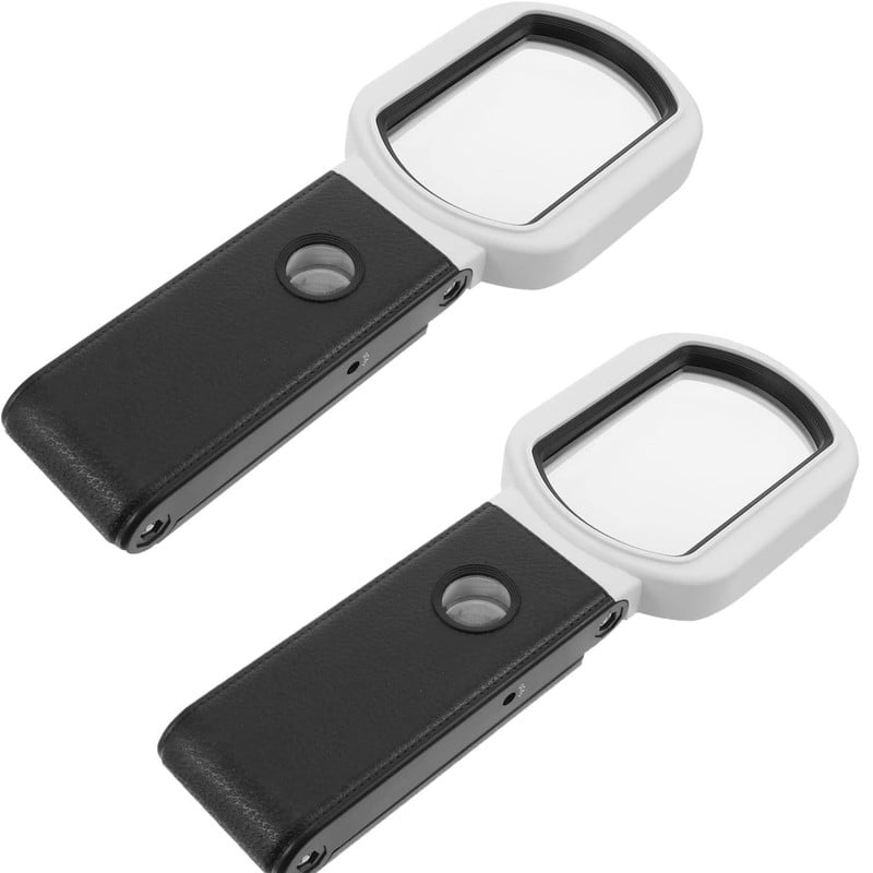 2PCS Lighted Magnifying Glass, 10X Pocket Folding LED Lighted ...