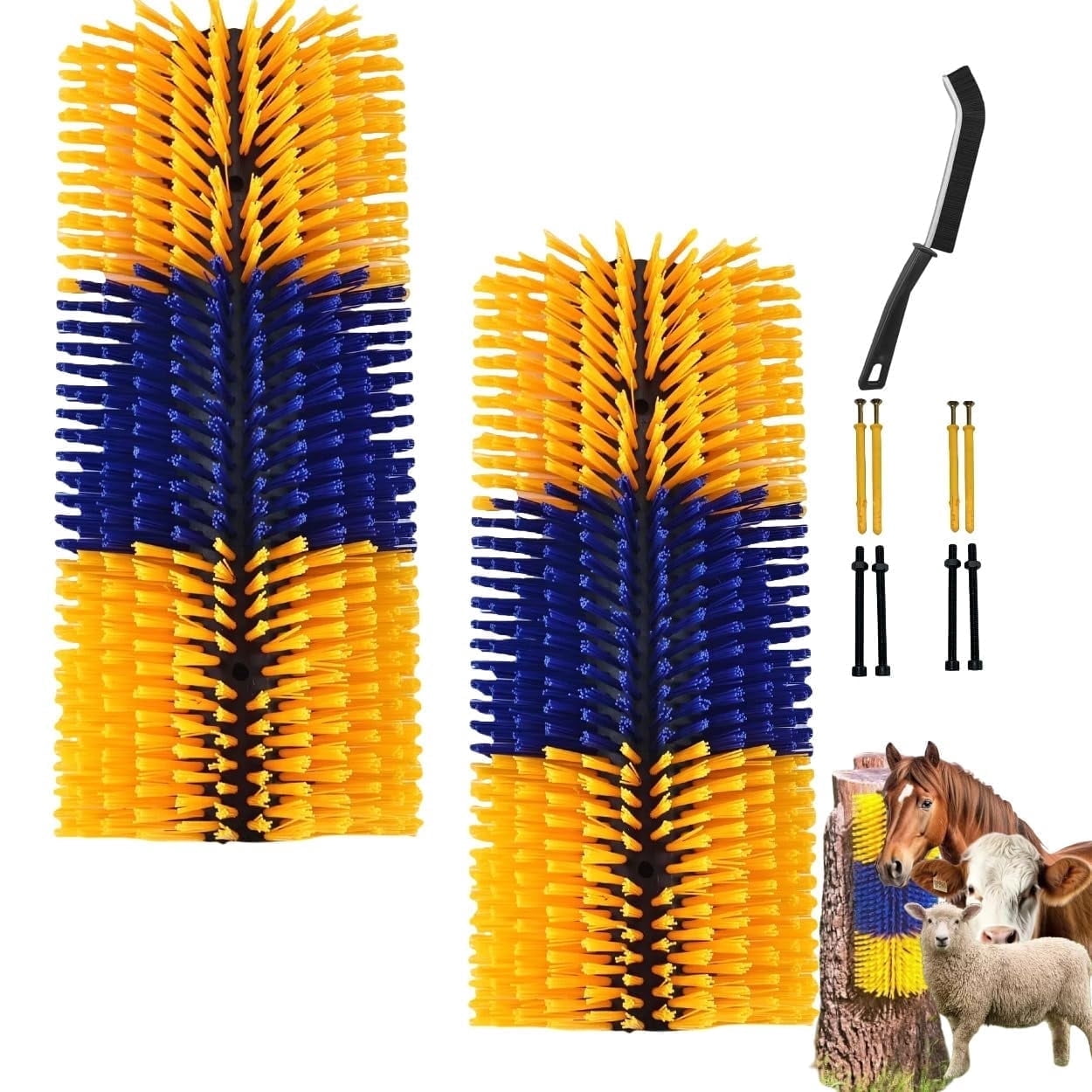 DENZUS 2PCS Livestock Scratching Brush, Goat Scratcher Post with ...