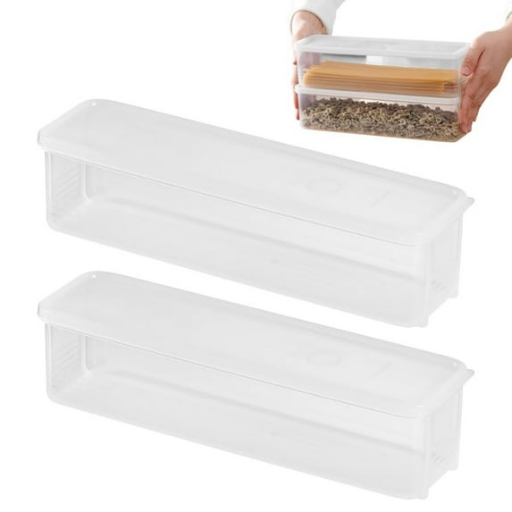 2PCS Long Plastic Food Storage Container, Spaghetti Noodle Containers ...