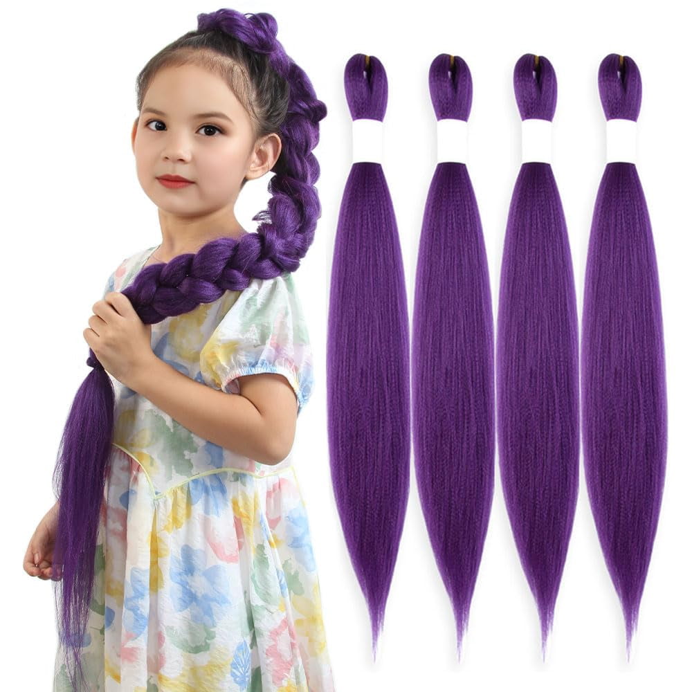 2PCS Long Purple Braid Cos Hair Extensions Synthetic Fiber Box Braiding ...