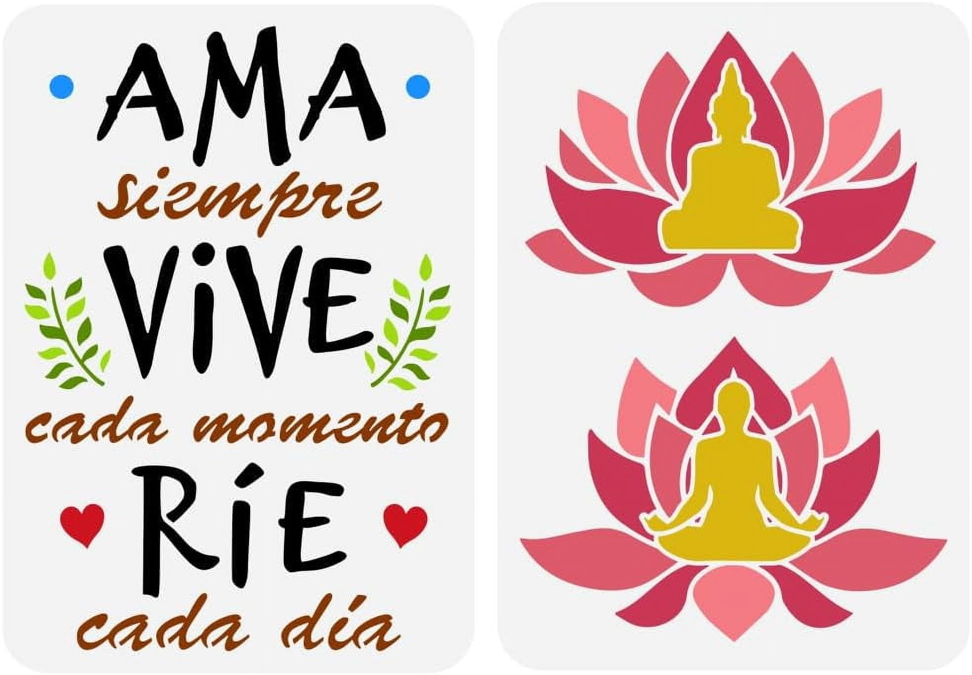 2PCS Lotus Buddha Stencil AMA Vive RIE Stencil 8.3x11.7inch Reusable ...