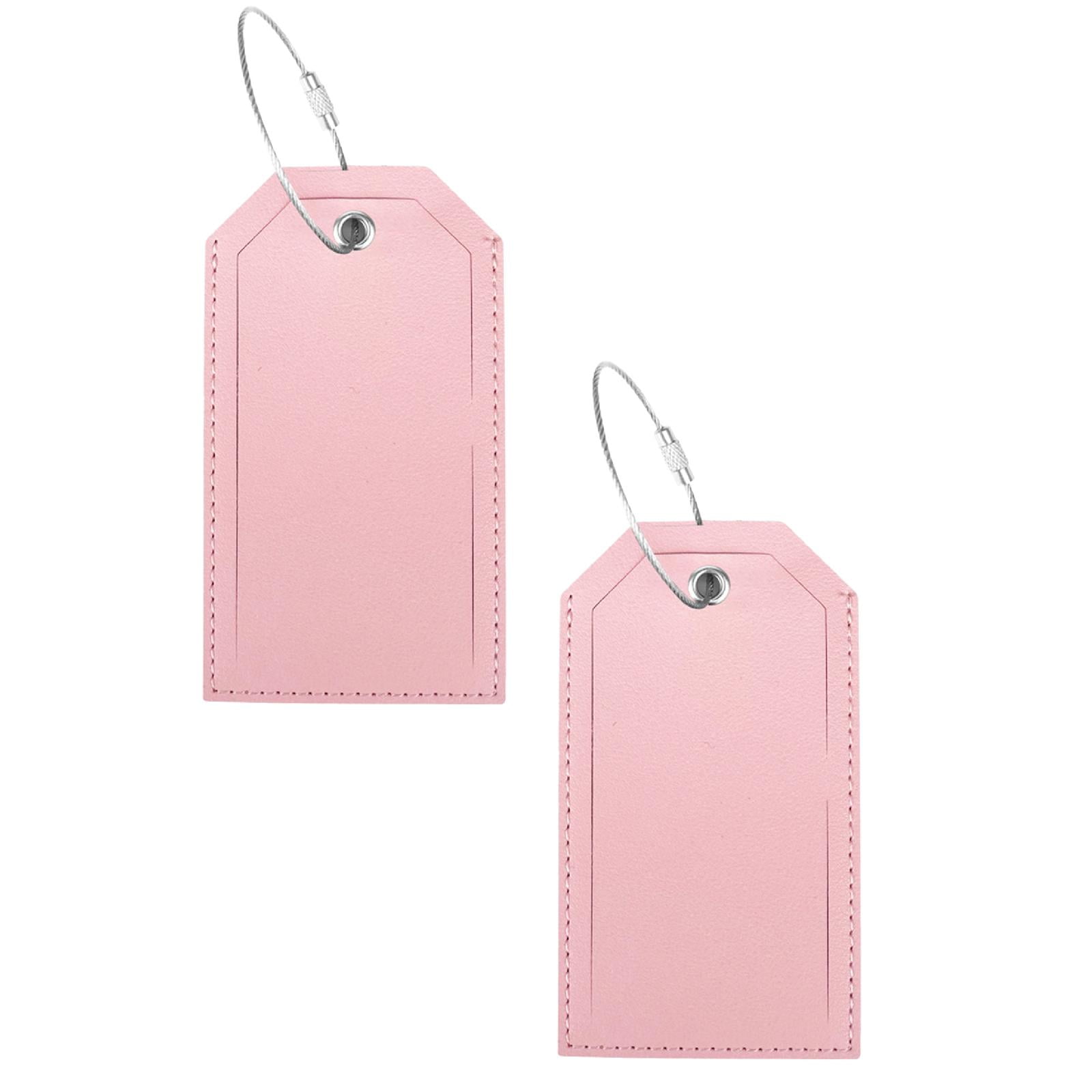 2PCS Luggage Craft Stationery Leather Luggage Tags Wire Lanyard ...