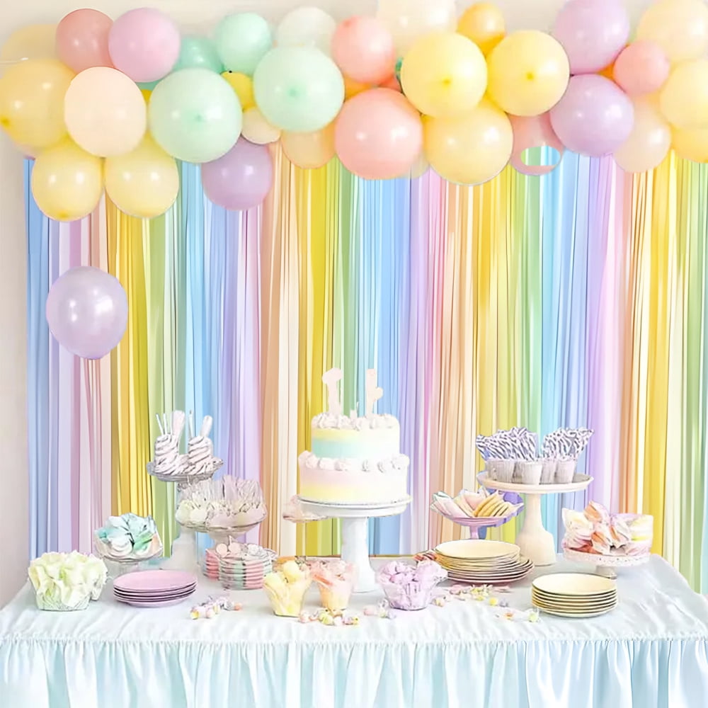 2PCS Macaron Gradient Metallic Streamers - 1x2M Foil Tassel Backdrop ...