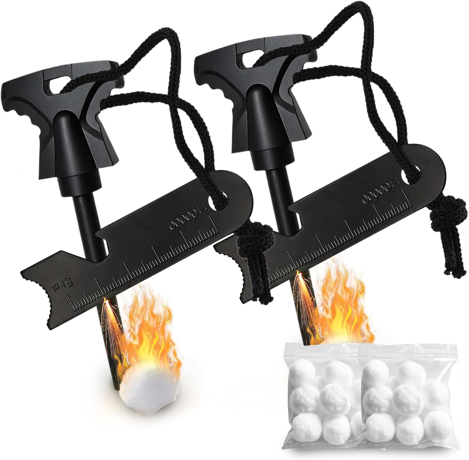 2PCS Magnesium Fire Starter with Striker, High Temp Magnesium Rod ...