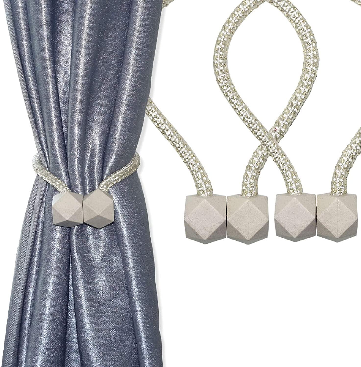 2PCS Magnetic Curtain Tiebacks Wheat Straw Material Diamond Style ...