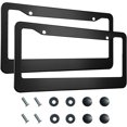 2PCS Matte Black License Plate Frames, 2 Holes Solid Aluminum License ...