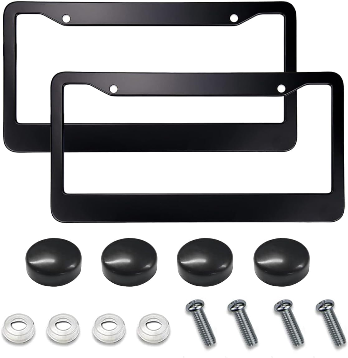 2PCS Matte Black License Plate Frames, Stainless Steel Tag Frame, Car ...
