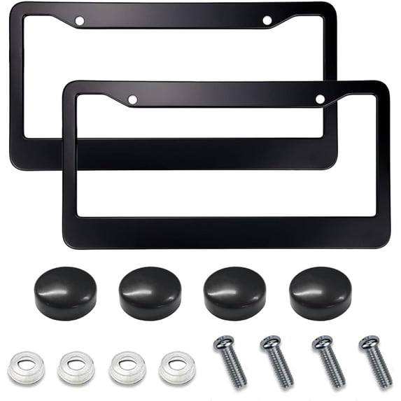 2PCS Matte Black License Plate Frames, Stainless Steel Tag Frame, Car ...