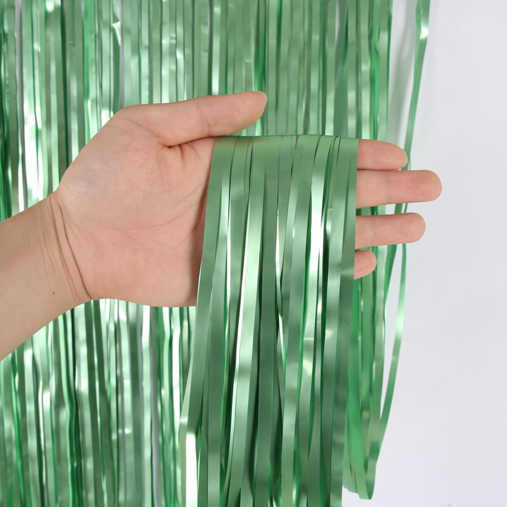 2PCS Matte Foil Fringe Backdrop Curtains, Tinsel Streamers Birthday ...