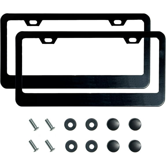 2PCS Matte License Plate Frames, 2 Holes Solid Rust-Proof Stainless ...