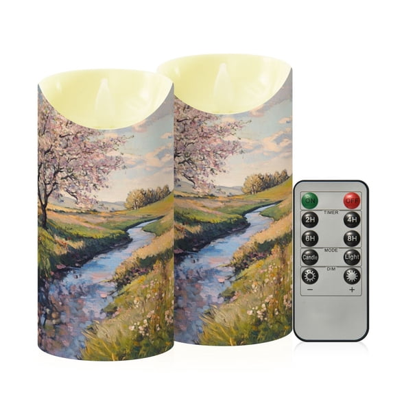 2PCS Medium Flameless Candles Lamp Flameless Candles Slanted Candle ...