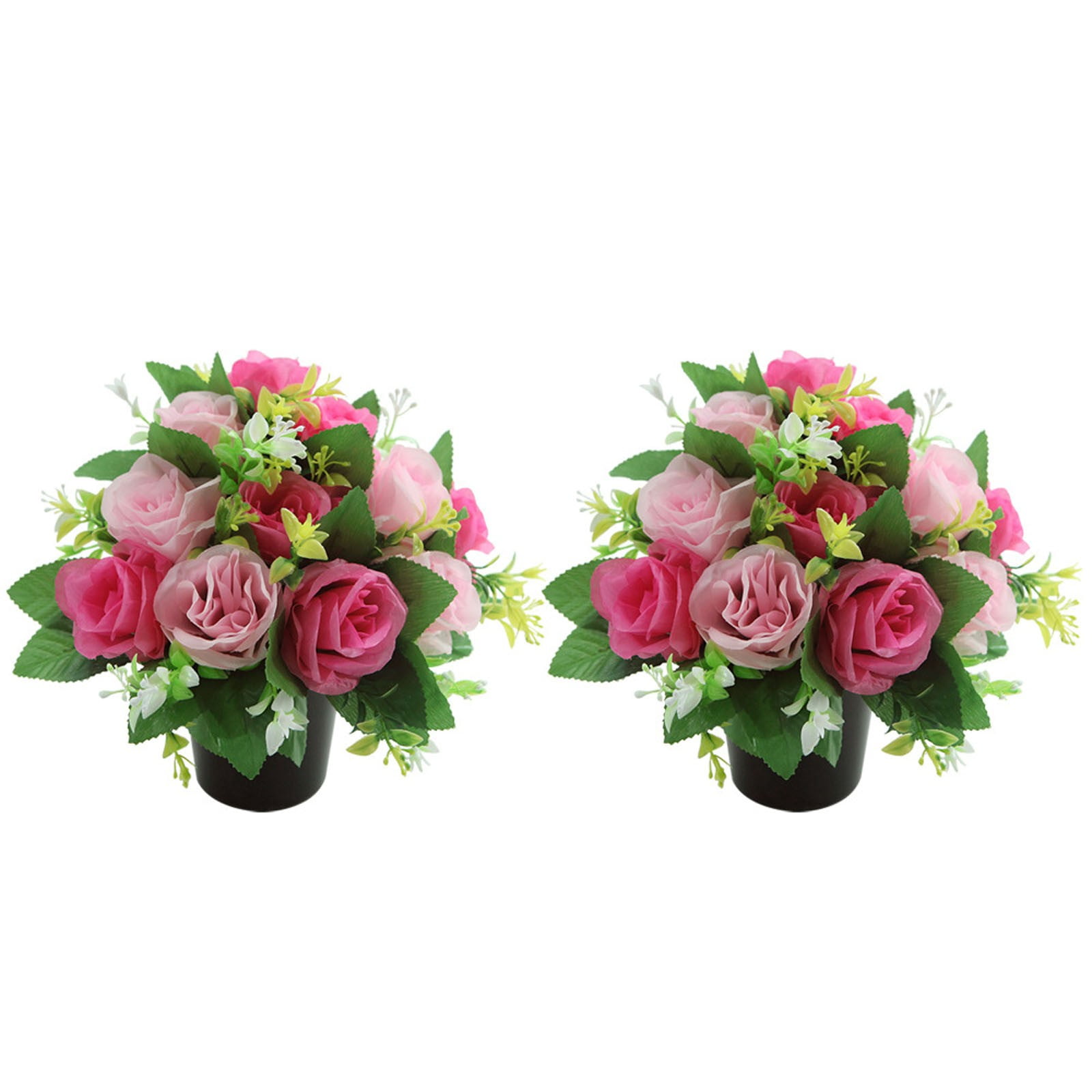 2PCS Memorial Silk Flower Arrangements - Artificial Roses ...