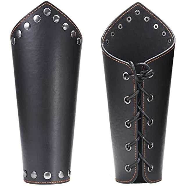 2PCS Men Leather Bracers Arm Armor Cuff Gauntlet Wristband Medieval ...