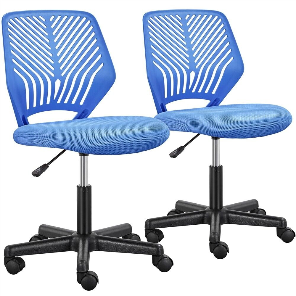 2PCS Mesh Task Student Chairs Armless Swivel Chair Mid Back Study ...