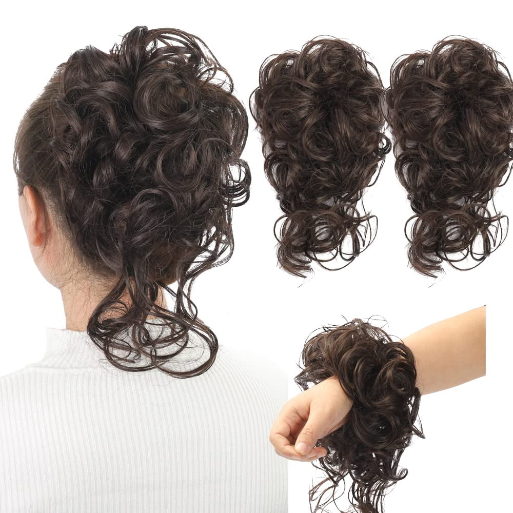 2PCS Messy Bun Hair Piece, Super Long Tousled Updo Hair Bun Extensions ...