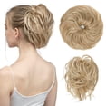 2PCS Messy Hair Bun Hair Pieces Wavy Curly Synthetic Updo Fake ...