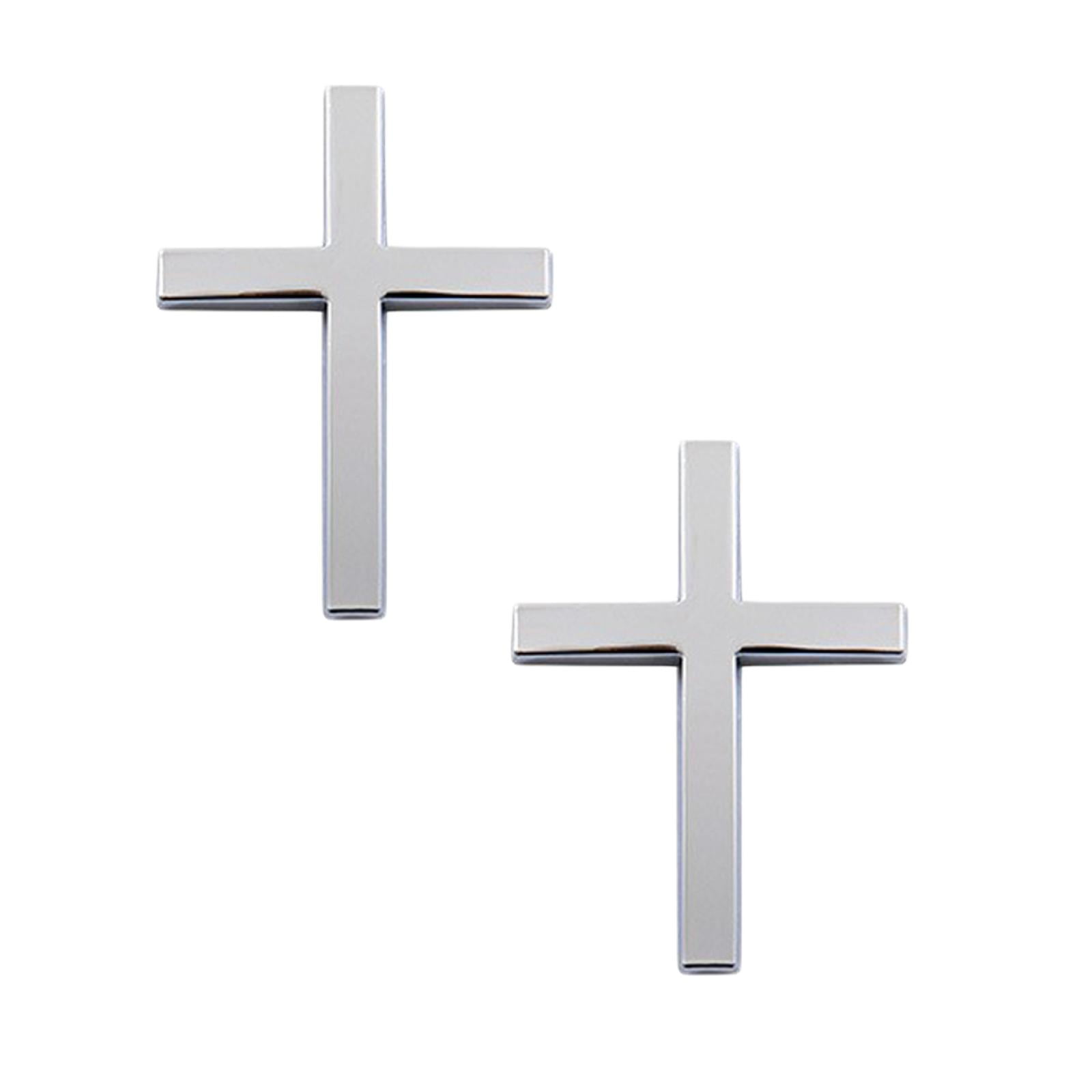 2PCS Metal Christian Cross Emblem, 3D Jesus Car Badge Decal, Self ...