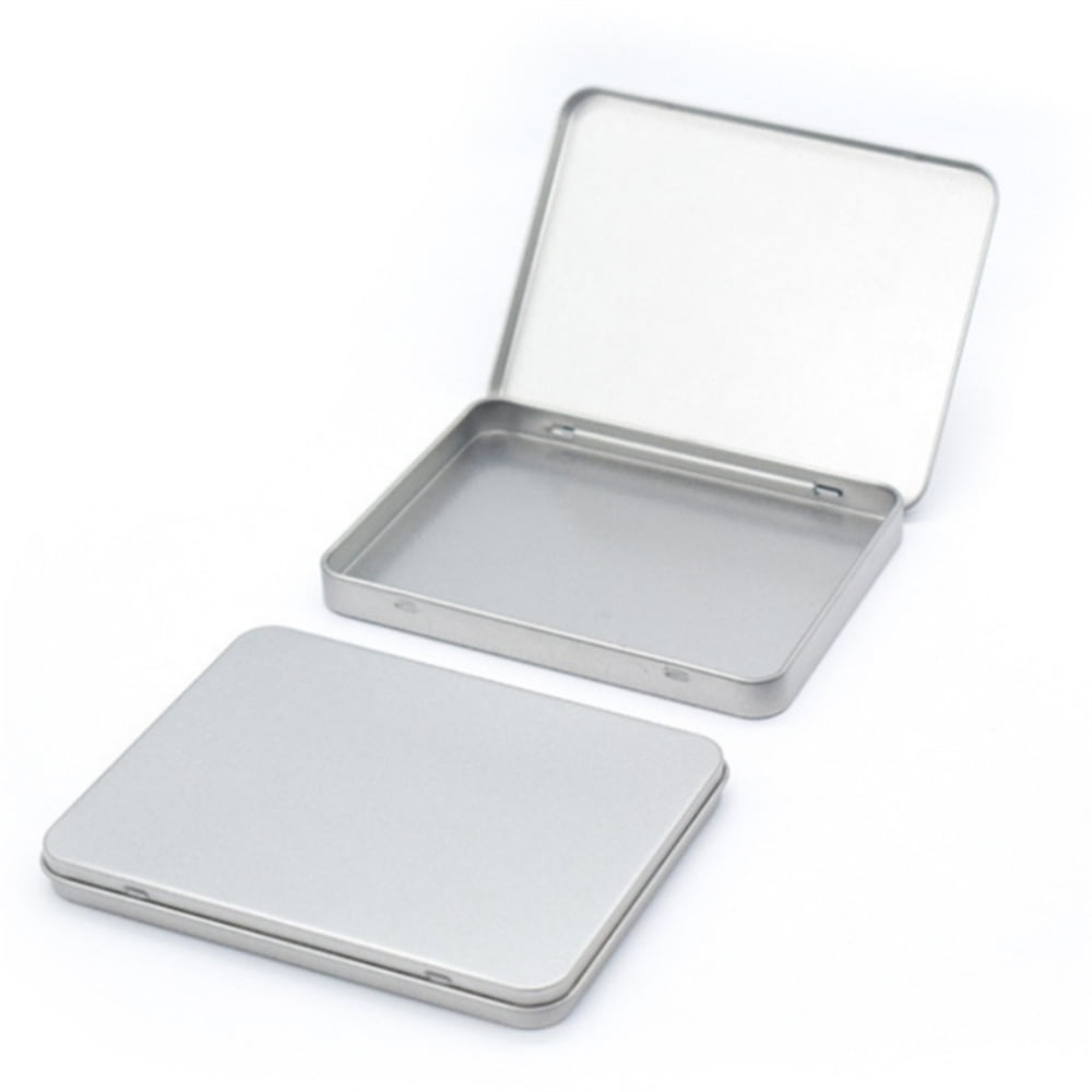 2PCS Metal Rectangular Tin Box,Portable Flap Tin Box,Thin Empty Tin Box ...