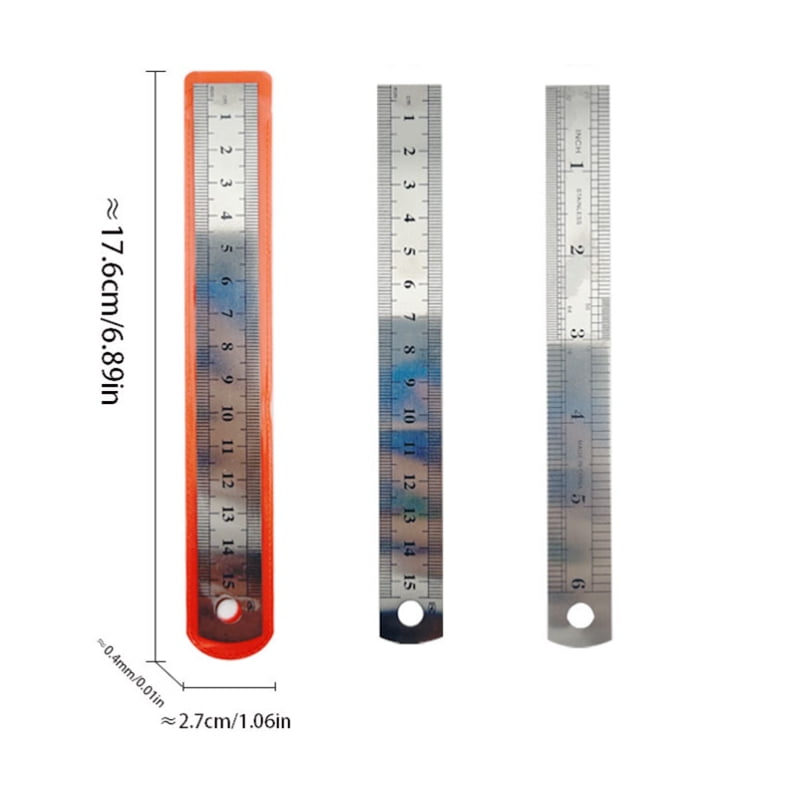 2PCS Metal Ruler, Steel Ruler with Inch and Metric,Stainless Steel ...