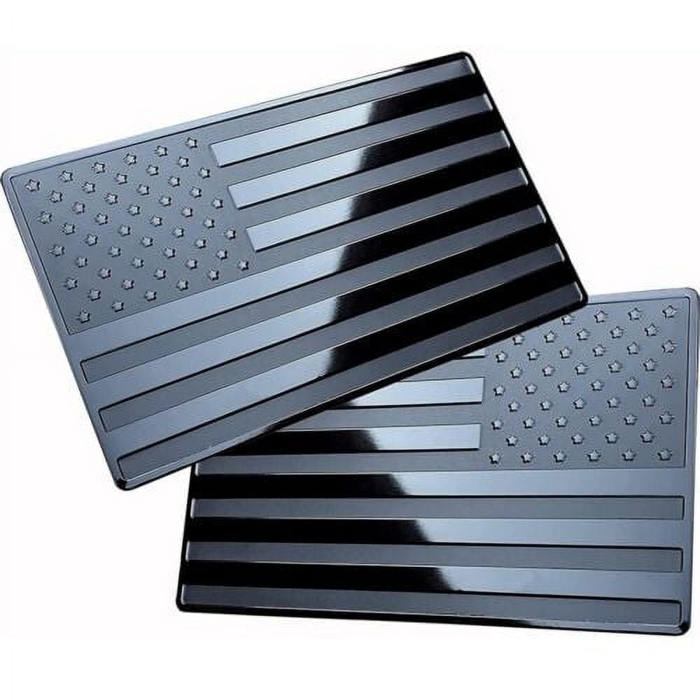 The Perfect Part 2PCS 3D Embossed American Flag Decal Stickers, Black ...