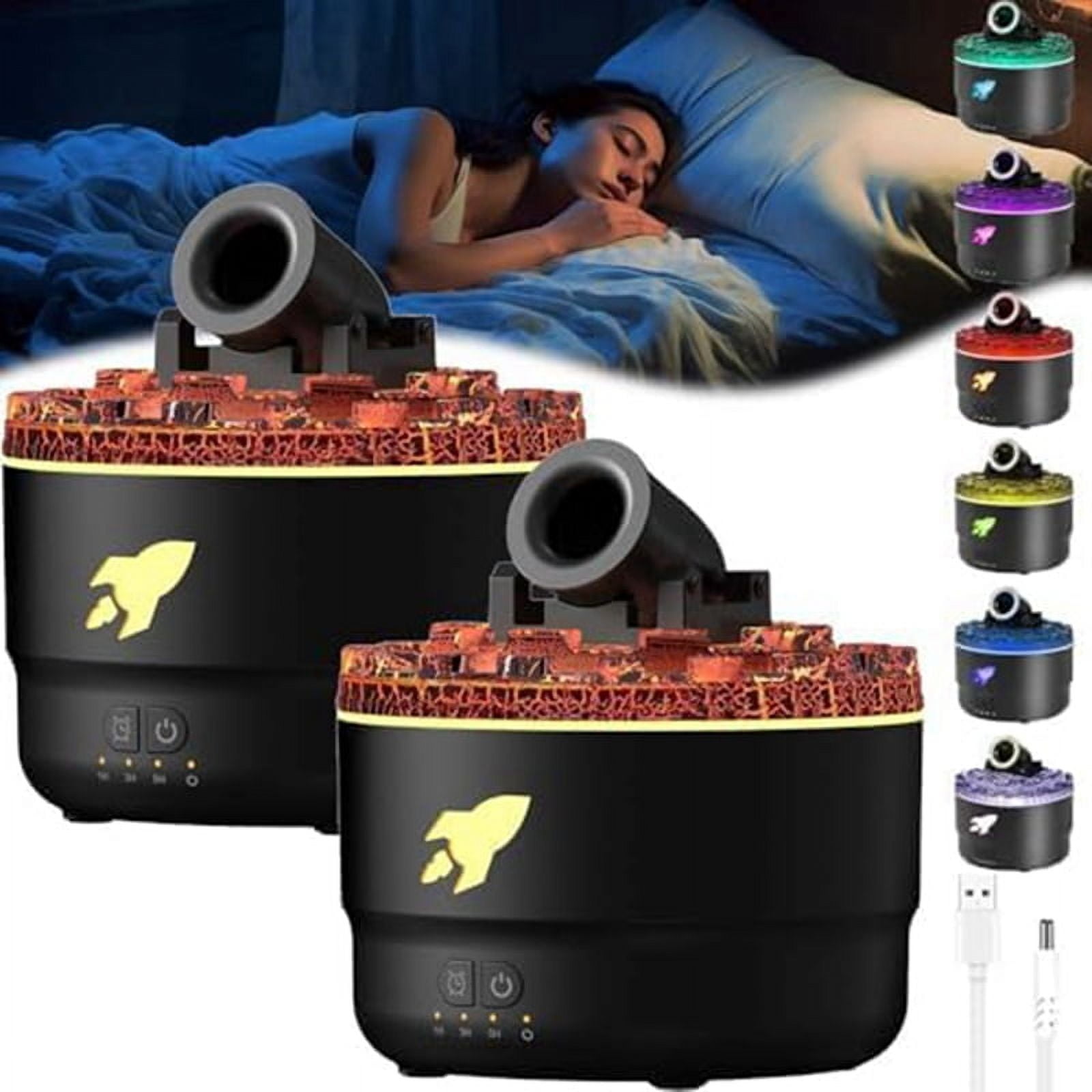 2PCS Mini Cannon Humidifier Aroma Diffuser with 2 Modes 7 Colors LED ...