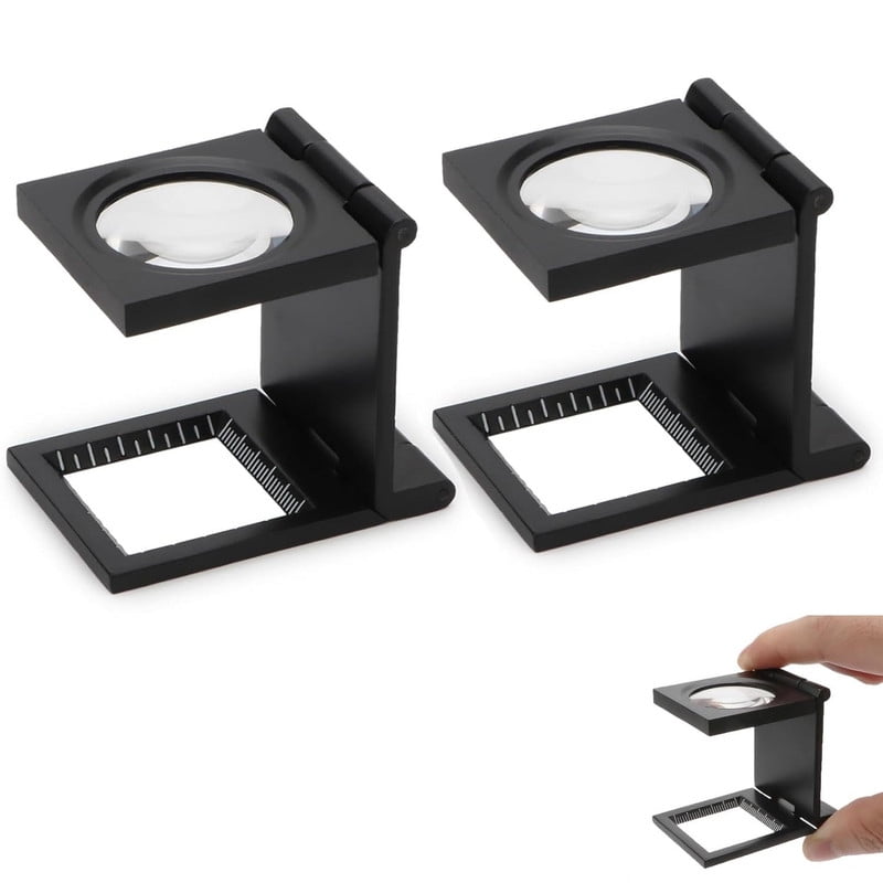 2PCS Mini Magnifying GlassGlass，10 x 28mm Mini Pocket Folding Magnifier ...