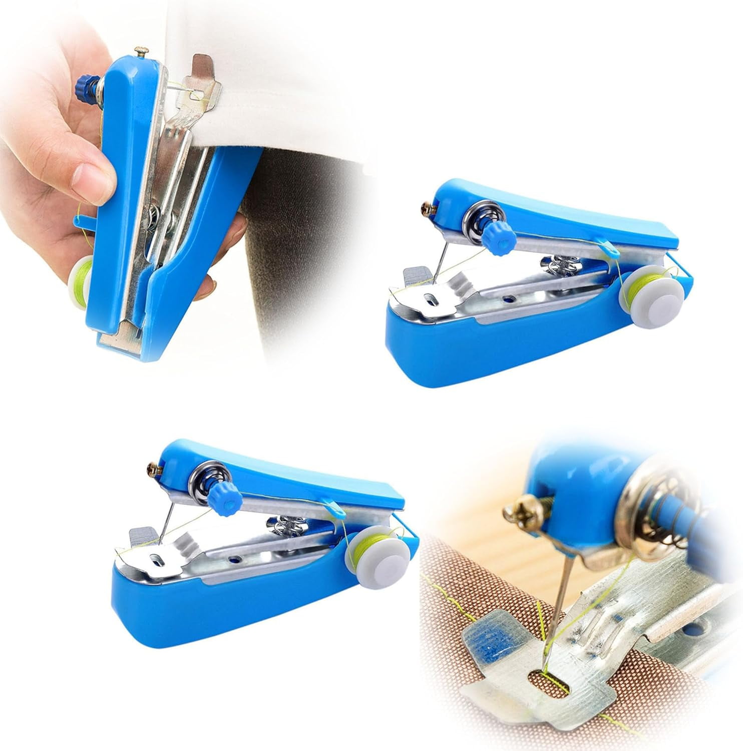 2PCS Mini Single Stitch Handheld Sewing Machine, Pocket Manual Sewing ...