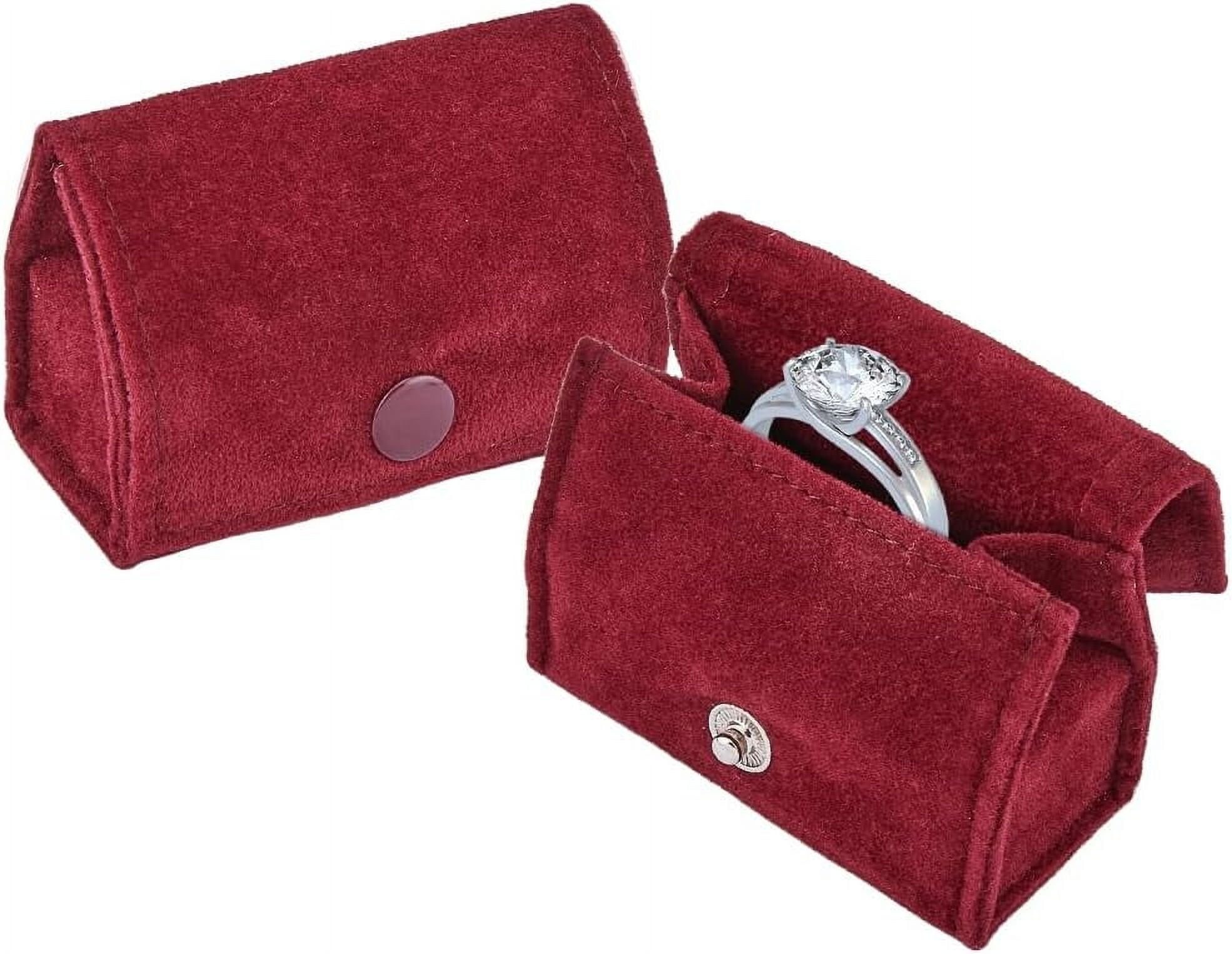 2PCS Mini Velvet Ring Boxes Dark Red Rings Bags Arch Shaped Jewelry ...
