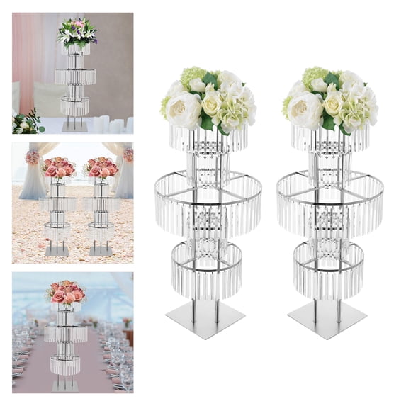2PCS Modern Flower Stands with Square Base 5-tier Crystal Flower Stand ...