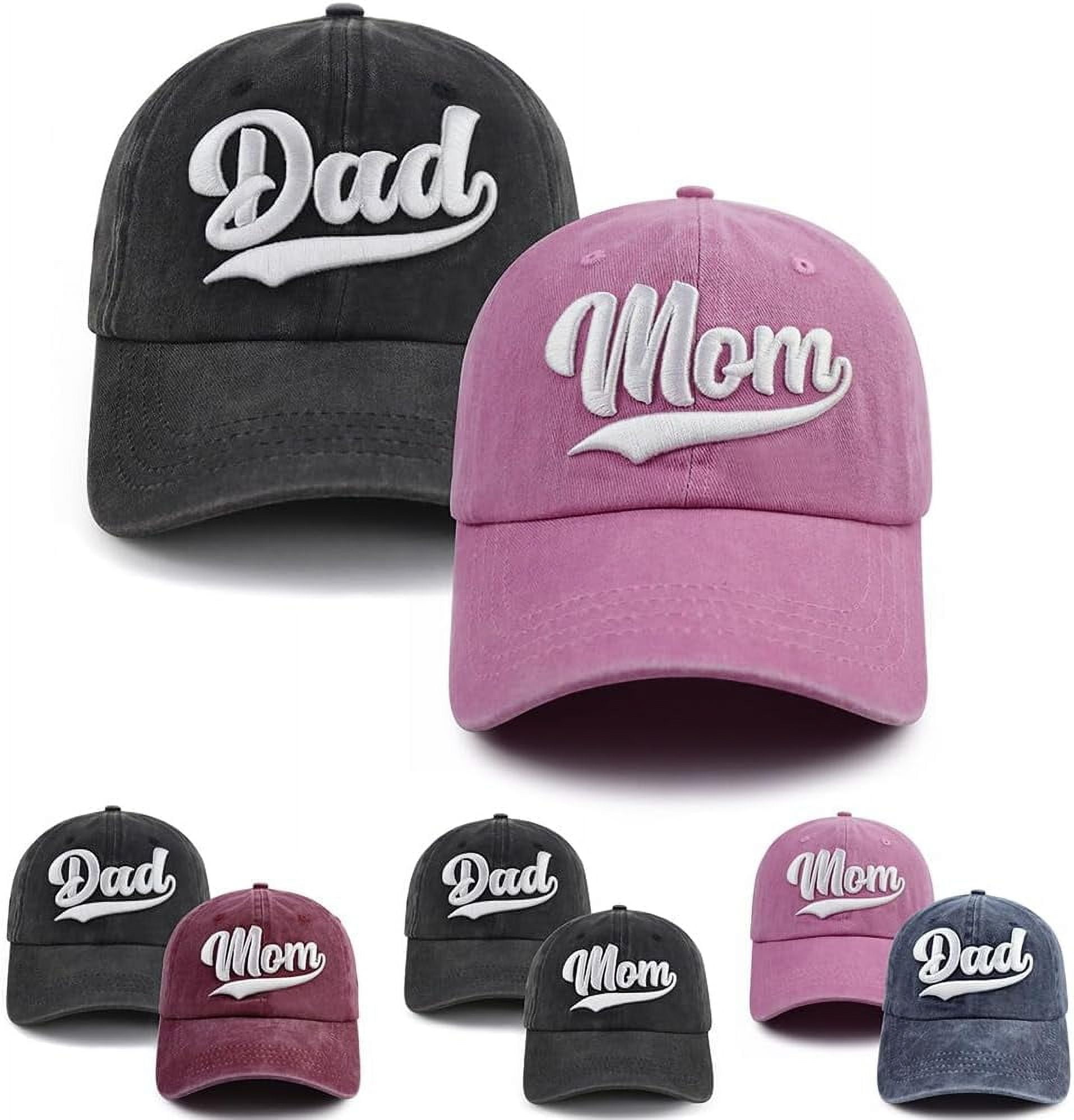 2PCS Mom and Dad Hat,3D Embroidered Adjustable Cotton Baseball Caps ...