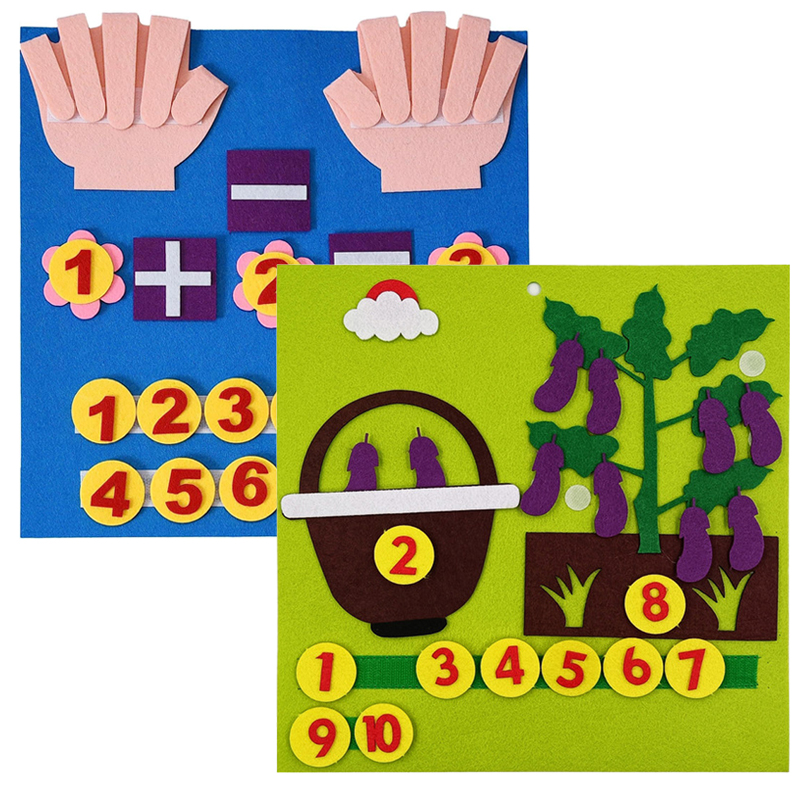 2PCS Montessori Kindergarten Math Toys Felt Finger Math Numbers ...