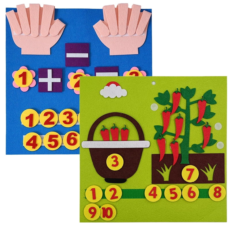 2PCS Montessori Kindergarten Math Toys Felt Finger Math Numbers ...
