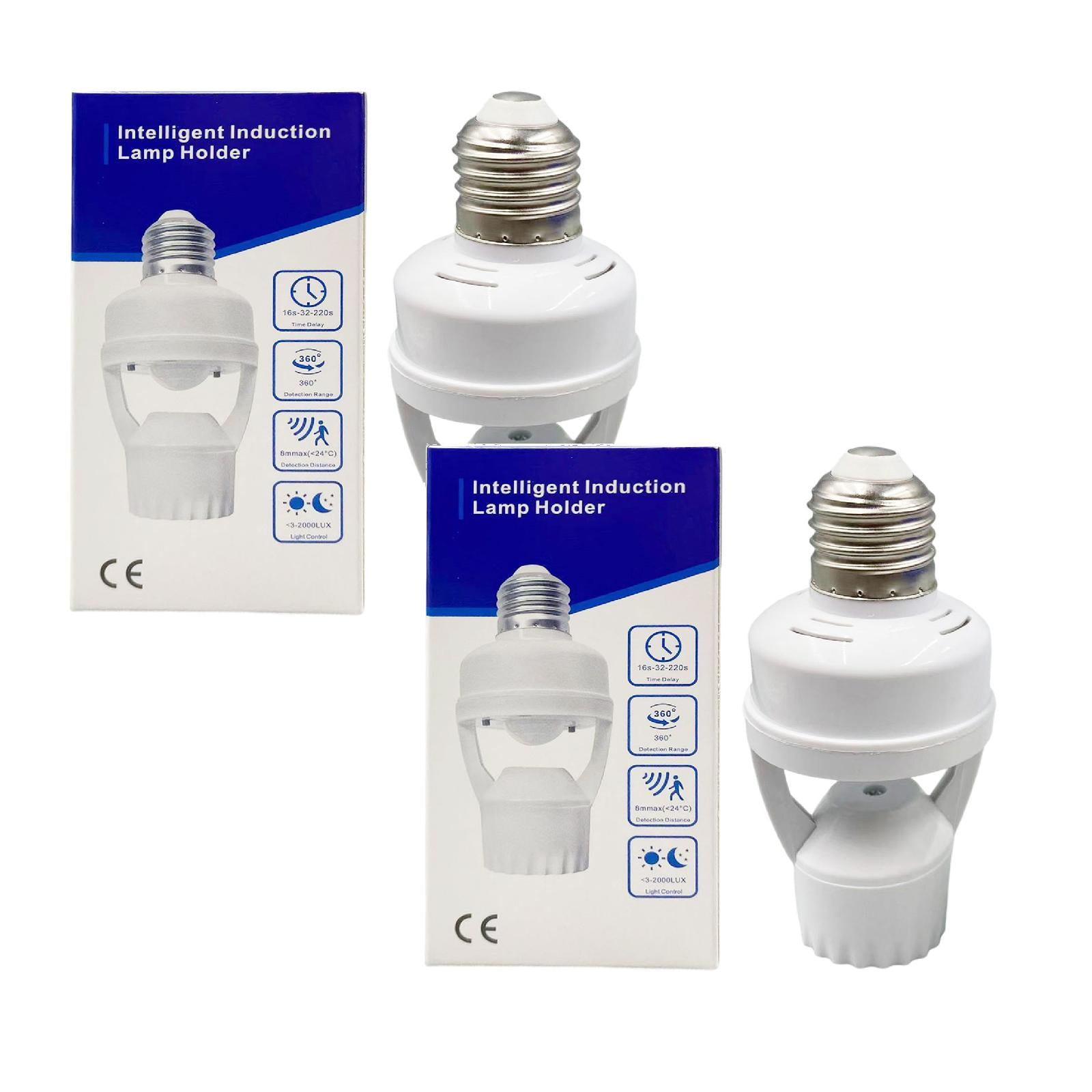 2PCS Motion Sensor Light Socket PIR Motion E27 Screw Bulb Adapter ...