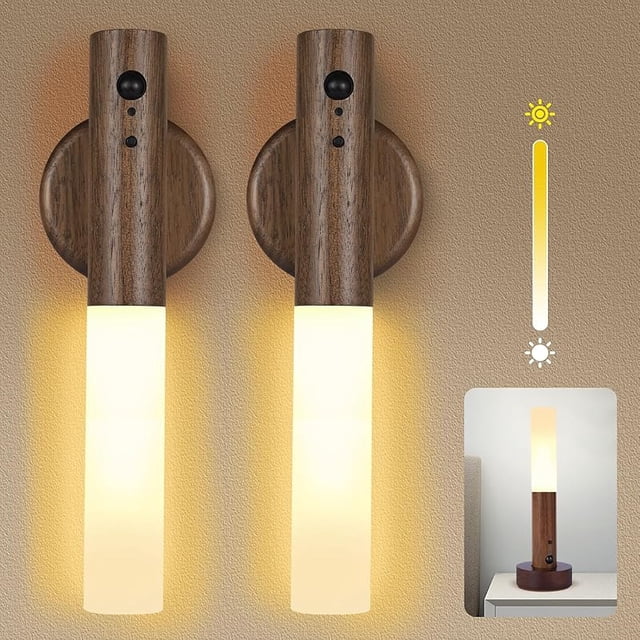 2PCS Motion Sensor Night Light Indoor Rechargeable Magnetic Motion ...